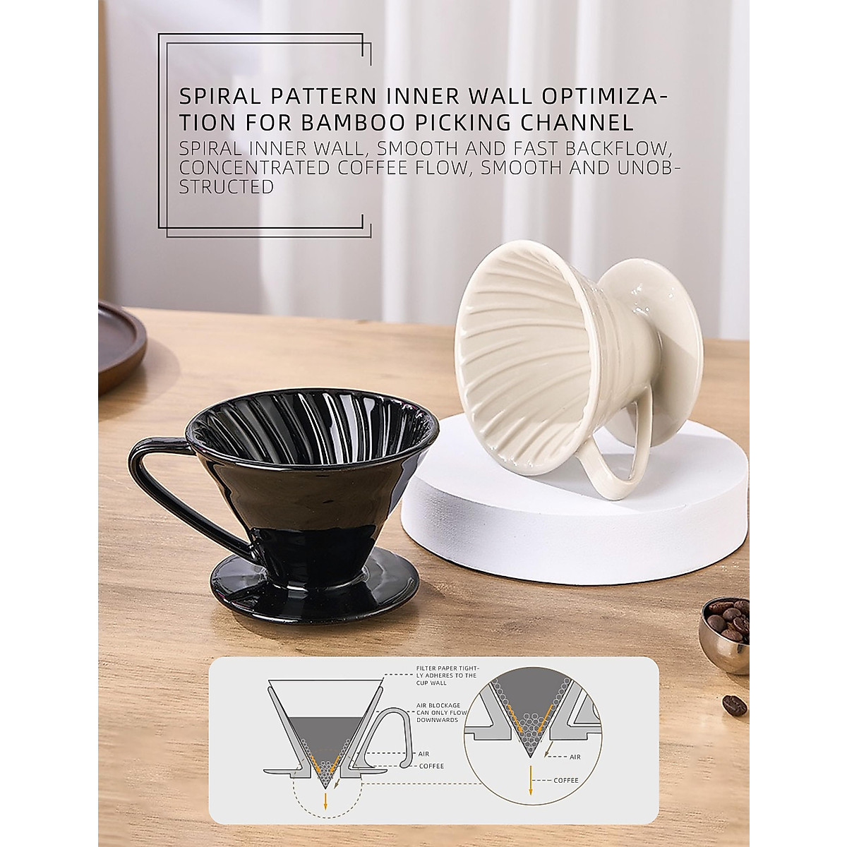 SCULPRIV V60 Coffee Filter: A simple and delicate single-cup brewing device. Comes with 40 V60 filter papers. Ideal for use in offices and apartments, and also suitable as a new job gift.