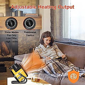 Electric Patio Heater - Greenhouse Fan, Heater Portable Space Heater, Adjustable Thermostat, for Greenhouse, Garage, Office, Workplace, PTC Fast Heating, Electric Ceramic Heaters,Metal Base