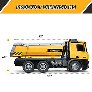 Top Race Remote Control Dump Truck Toy - 1:14 Scale Heavy-Duty Construction Vehicle with 7 lb Load Capacity, Strong Engines and Rubber Tires - RC Dump Truck for Kids - Realistic Construction Fun