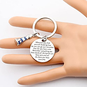 TIIMG Lighthouse Motivational Gifts Nautical Lighthouse Keychain Prayer Religious Christian Gifts (Lighthouse whenever)