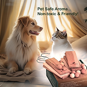 Vivenzia Cedar Blocks for Clothes Storage, Cedar Balls for Closets and Drawers -25 pcs, Including 15 Hang-ups and 10 Balls- Aromatic Cedar Blocks For Closet