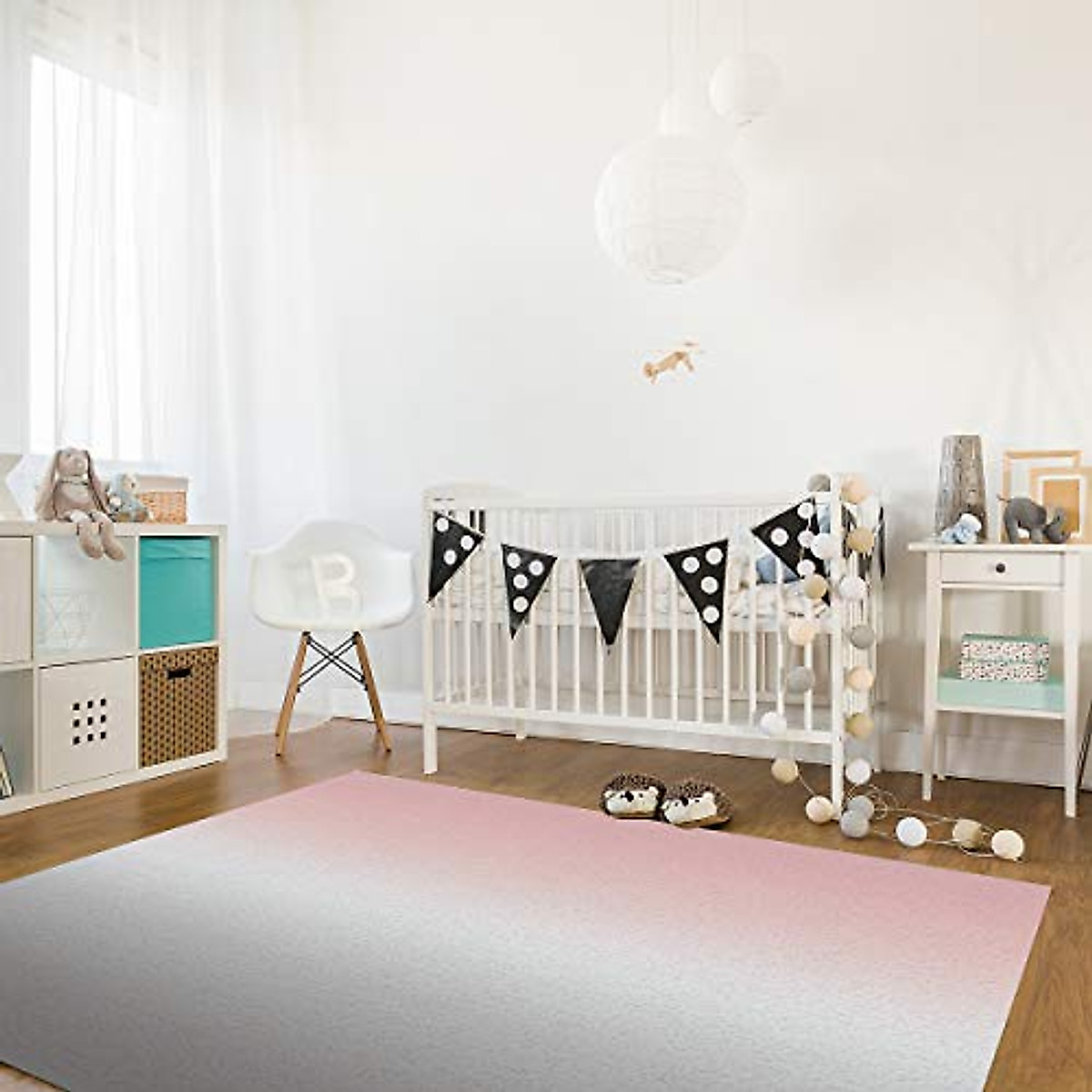 Area Rug Door Mat Gray and Pink Gradient Indoor Floor Carpet for Living Room Bedroom Home Decor Modern Contemporary Rug