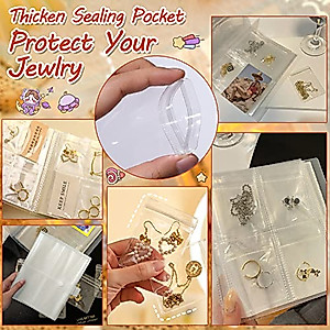 Transparent Jewelry Storage Book, Jewelry Organizer Travel, Jewelry Organizer for Rings, Necklace, Bracelets, Earrings, Portable Anti Oxidation Travel Jewelry Organizer Book (160 Grids + 50 PVC Bags)