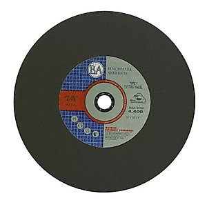 Benchmark Abrasives 14" x 1/8" x 1" Aluminum Oxide Type 1 Chop Saw Blade Cutting Wheel for High-Speed Power Saws, Max. RPM 4400, Precise Cutting of Metal Steel Drywall - 10 Pack
