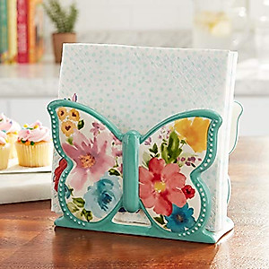 PW Pioneer Woman Stoneware Butterfly Napkin Holder Floral