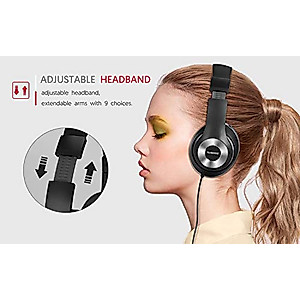 Ausdom Kids Headphones Lightweight Over-Ear Wired HiFi Stereo Headphones with Built-in Mic Comfortable Leather Earphones- Black