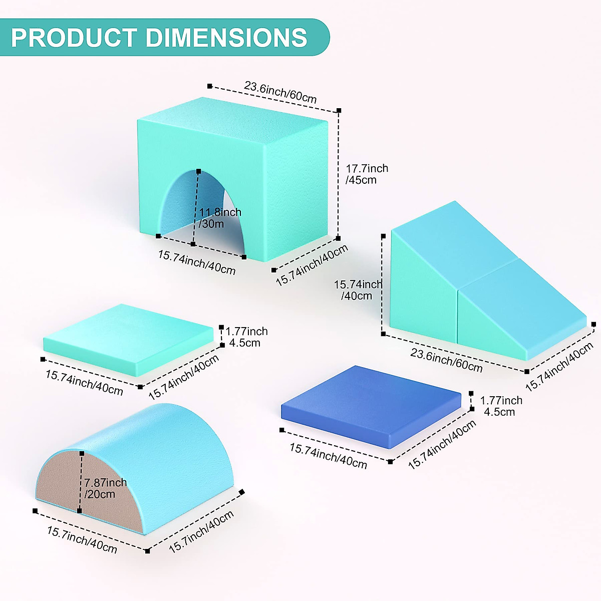 67i Toddler Foam Blocks Climbing Blocks Indoor Climbing Blocks for Toddlers 1-3 Soft Play Climbing Play Equipment Foam Blocks 5-Piece Climbing Blocks Indoor Play Foam Climbing Blocks (Blue)