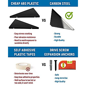 LEOPO 3 Pack Corner Mounting Shelf, Heavy Duty Corner Floating Shelves, Easy to Install Metal Corner Shelves, Black