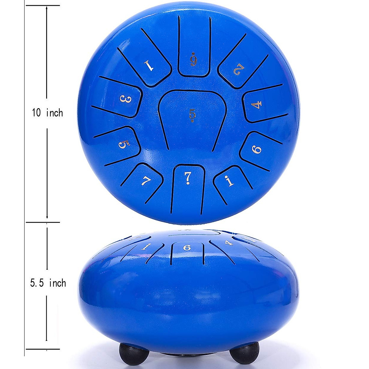 Steel Panda Drum Tank Drum Standard 11 Key 11 Notes 10 Inch Percussion Instrument with Drum Mallets and Carry Bag (10 inch, Blue)