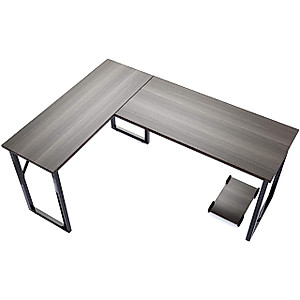 CX Modern L-Shaped Corner Desk Computer Desk Gaming Office PC Table, Sturdy Simple Industrial Style Home Office Writing Workstation Steel