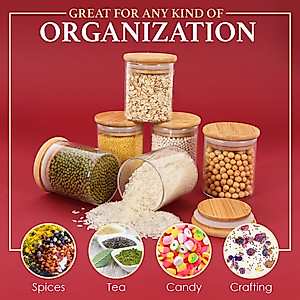 Houseables Glass Spice Jars, Storage Containers, Airtight Bamboo Lid, 12 Pack, 6 oz, Food Canister Sets For Kitchen Counter, Jar, Lids, Flour, Brown Sugar, Pantry, Spices, Candy