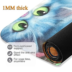 GOODOLD Cute Cats Yoga Mat, 71 x 26 Inch Non-slip Yoga Mats Folding Travel Exercise Mat Indoor Outdoor Gym Pilates with Storage Bag for Women Men
