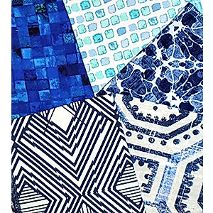 1 Ply Blue Moroccan Tiles Flannel Washable Kids Lunchbox Napkins 12x12 inches 5 Pack - Little Wipes (R) Flannel