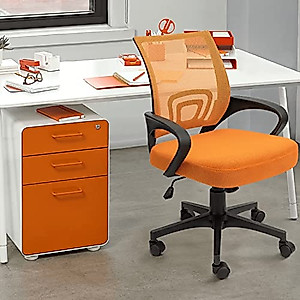 Ergonomic Office Desk Chair, Mid Back Thick Cushion Seat Computer Task Chair with Lumbar Support & Mesh Back, Swivel Rolling Adjustable Home Executive Gaming Chair for Home Office Reading Working