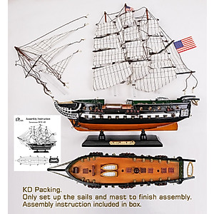 SAILINGSTORY Wooden Model Ship USS Constitution 1/150 Scale Replica Frigate Sailing Warship Model Sailboat Decor