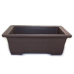 Bonsai Pot Ceramic Rectangle with Belt-Like Decoration (8.25, No-Glazed)
