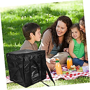 Zerodeko Cooler Box Food Carrying Bag Food Warmer Bag Heated Pizza Bags Food Bag Portable Cooler with Lid Insulated Bags for Foldable Grocery Bags Grocery Shopping Bag Aluminum Film Black