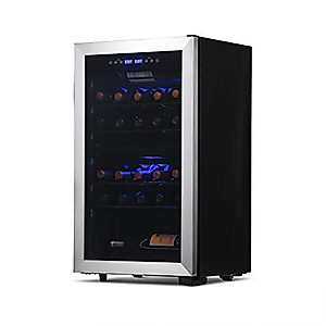 NewAir Wine Cooler and Refrigerator | 28 Bottle Capacity | Freestanding/Built-in Countertop Wine Cellar in Stainless Steel with UV Protected Glass Door NWC028SS01