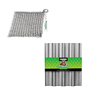 Amagabeli Baguette Pan 15" x 13" Bundle 2 Generation Cast Iron Cleaner 8”x6”