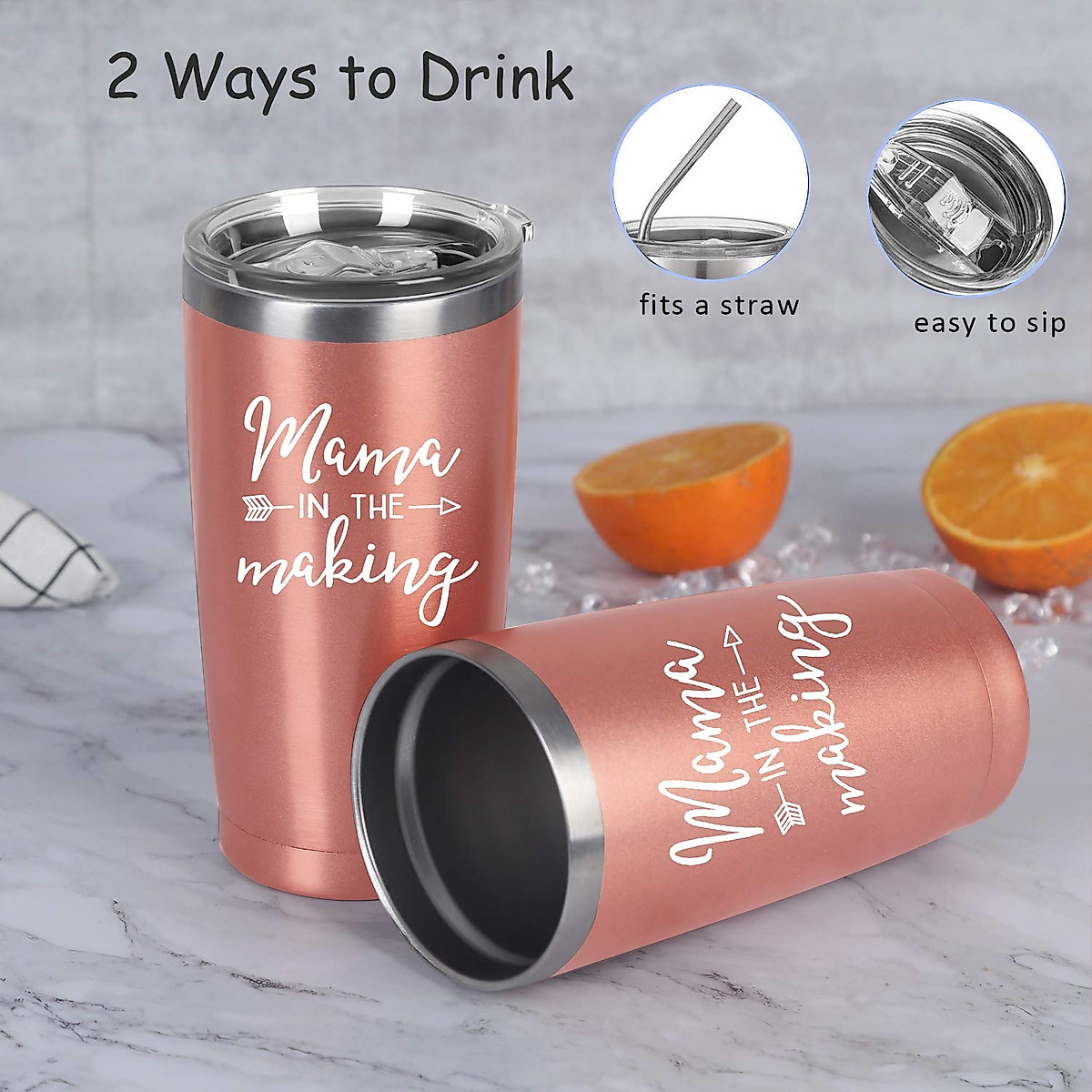 Cosictic Mama In The Making New Mom Travel Tumbler, Funny Pregnant Mom Baby Shower Gifts, Funny Mother's Day Gifts For Pregnant Mom Mom To Be Her, Insulated Stainless Steel Travel Tumbler
