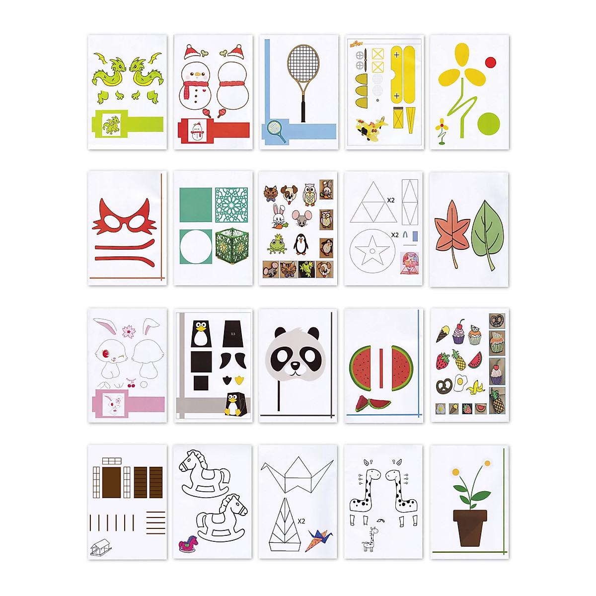 RIEOS 3D Printing Drawing Book, Reusable Colorful 40 Patterns Thick Paper Template with a Clear Plate, 3D Pen Painting Graffiti Template for Kids DIY Gifts