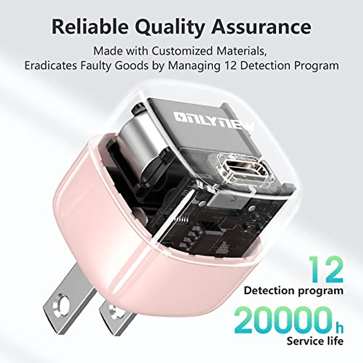 USB C Wall Charger - 20w USB-C Power Adapter Type C Charging Block Fast Charging Brick Wall Plug Compatible for iPhone 13/13 Mini/13 Pro/13 Pro Max/12/11, Galaxy, Pixel, iPad, and More (Pink)