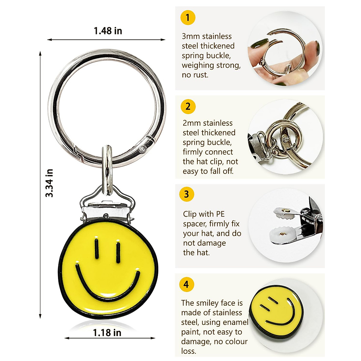 KEYDUACU Hat Clip - Hat Holder for Travel on Bag，Hat Clip for Travel (Metal, Yellow)