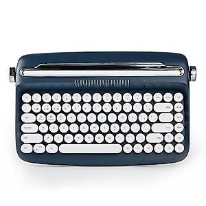 YUNZII ACTTO B303 Wireless Keyboard, Retro Bluetooth Aesthetic Typewriter Style Keyboard with Integrated Stand for Multi-Device (B303, Midnight)