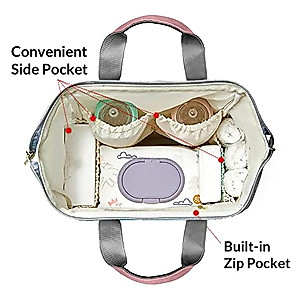 XIUCOO Print Pink White Personalized Diaper Bags Waterproof Backpack Shoulder Daypack for Mother's Day Gifts