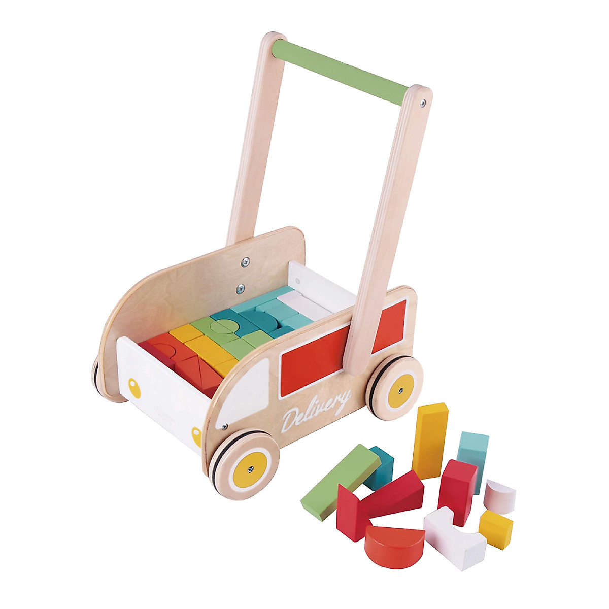 Classic World Baby Walker,Wooden Baby Learning Walker for Toddler Toys,Fox Blocks and Roll Cart Push Toy for 1 Year Old and up