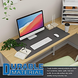 K KNODEL Large Office Leather Desk Mat, Mouse and Keyboard Pad, Computer and Laptop Mat, Desktop Protector and Cover, Writing Pad and Blotter (31.5"x15.7", Dark Gray)