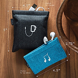 UT Wire Pocket Pouch Kit - Comes with 1 Charger & 1 Earbud Case - (Black)