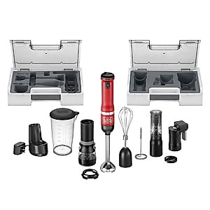 BLACK+DECKER Kitchen Wand Cordless Immersion Blender, 6 in 1 Multi Tool Set, Hand Blender with Charging Dock, Red (BCKM1016KS06)