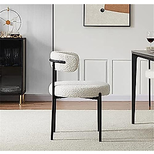 NIUYAO Upholstered Dining Chair Modern Open Back Side Accent Chair Armless Soft with Metal Legs for Dining Room Livingroom Lounge Office -White/Black Legs, Set of 4