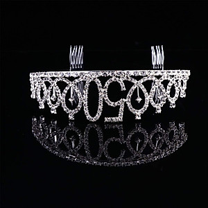 minkissy 1pc 60 Birthday Rhinestone Crown Women Birthday Tiara Birthday Princess 50 Anniversary Crowns Women Birthday Headbands 50 Birthday Party Decorations Number Bride Happy Birthday