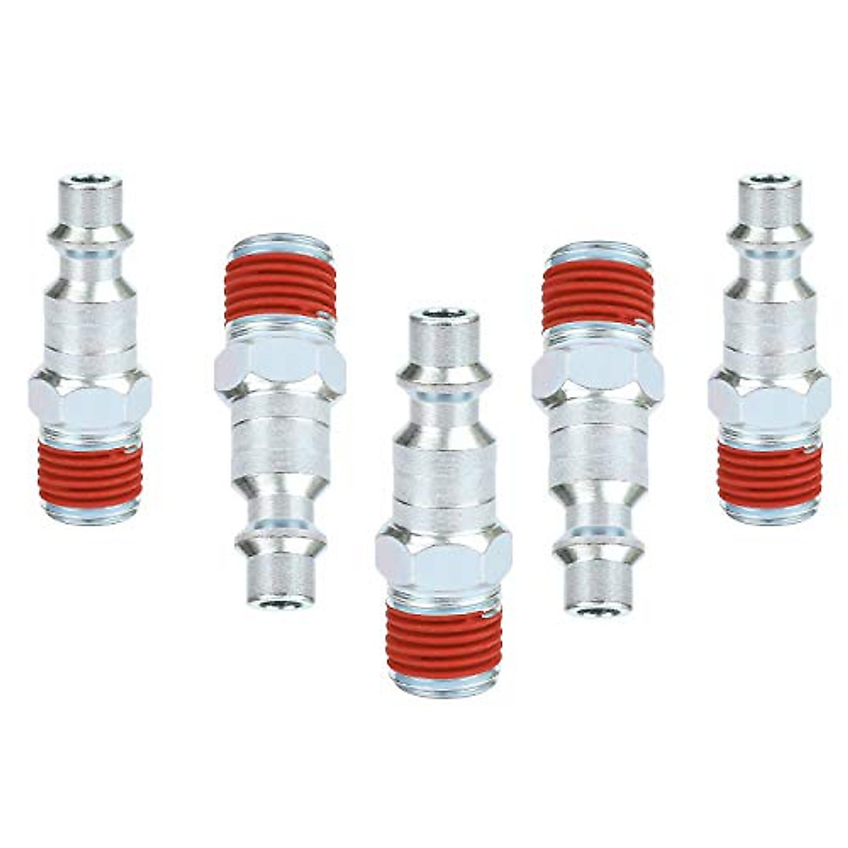 WYNNsky Industrial Air Plug Set, 1/4 Inch Body Size, 1/4 Inch NPT Male Threads Size, 5 Piecess Steel Air Compressor Accessories Fittings