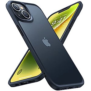 TORRAS Shockproof Designed for iPhone 14 Plus Case [Military Grade Drop Tested] Shockproof Protective Black Hard Back Slim Translucent Case for iPhone 14 Plus 6.7 Inch, Frosted Black-Guardian Series