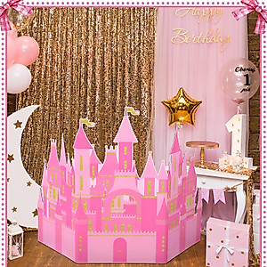 Watersay Pink Castle Cardboard Princess Party Decoration Castle Table Decoration Princess Birthday Backdrop Princess Theme Halloween Baby Shower Wedding Fairy Tale Photography Background
