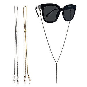 DECKER Metal Glasses Chain for Women Gold and Silver Eyeglasses Holder 2 PCS PACK Women’s eyeglass chain eyewear retainer Eyeglasses Holder Around Neck