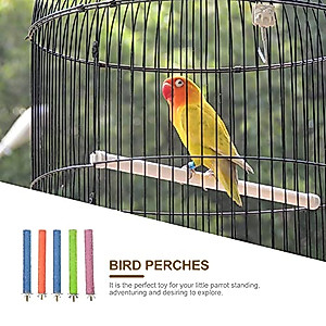 5pcs Grinding Budgies Wooden Parakeets Hanging Stand Conure Food Accessories Cage Cockatiel Balance Bird Climbing Standing for Parakeet Bowl Birdcage Toy: Bite Cockatiels Natural