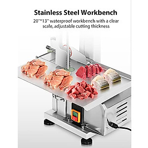 Electric Bone Saw Machine 750W 1.2HP Commercial Frozen Meat Cutting Machine Stainless Steel Countertop Bone Cutter Machine for Rib Fish Pork Steak Beef
