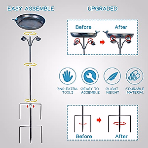 DREAMSOUL Outdoor Garden Bird Bath Metal Bird Baths Cast Iron Birdbath with Metal Stake Tall Bird Bath for Yard Garden Decor