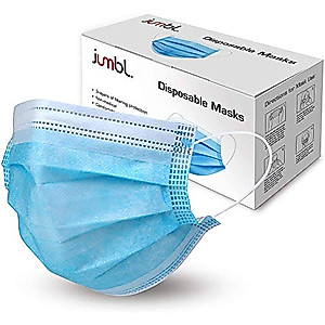 Jumbl Black and Blue Disposable Face Masks 50 Blue + 50 Black