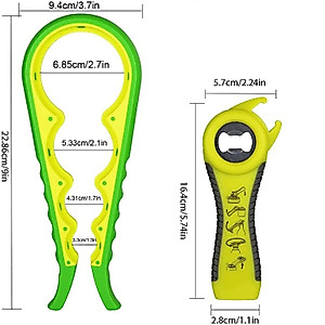 Draduo Jar Opener|Bottle Gripper Opener | Multi Bottle Opener | with Silicone Handle Easy to Use for Weak, Senior, Arthritis Hands.(green and yellow)