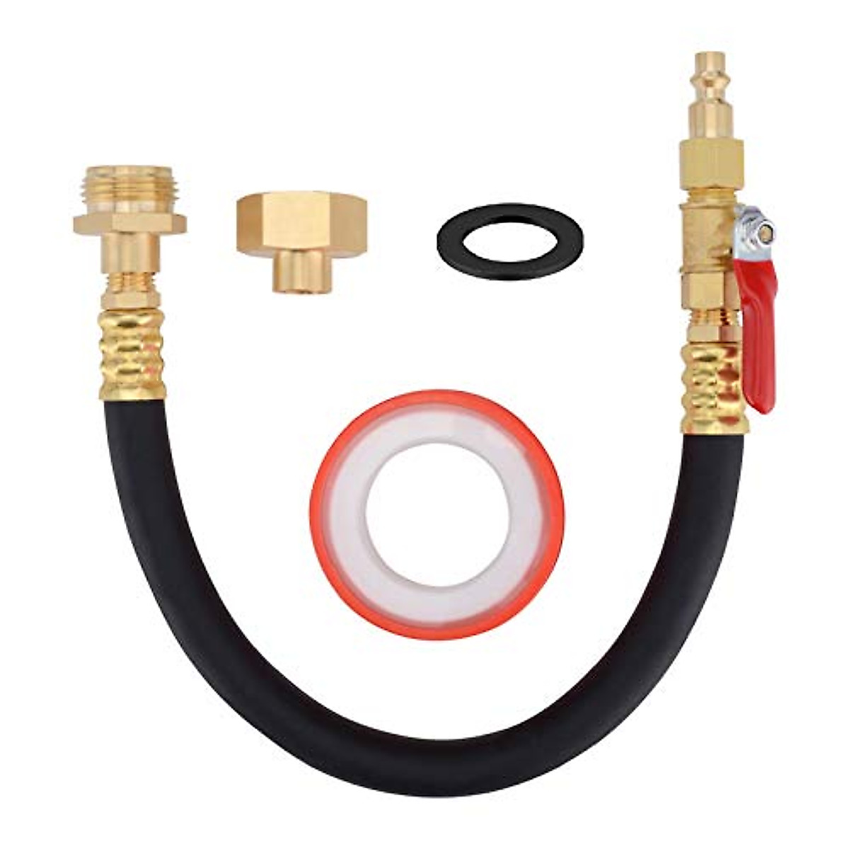 12 Inch Air Compressor Kit Male & Female Quick Connect Blow Out Fitting Plug,RV Winterizing Kit Sprinkler Blowout Adapter with Shut Off Valve,Winterize RV Motorhome Boat Camper Travel Trailer