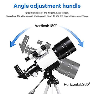Merkmak Telescopes for Adults Astronomy, Telescope 70mm Aperture 300mm AZ Mount Refractor Telescope for Kids Beginners (15X-150X) - Telescope with Adjustable Tripod, Phone Adapter and Backpack