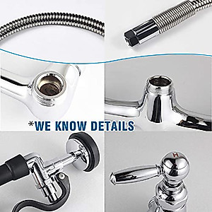 AGAHPAY Commercial Kitchen Sink Faucet with Pre Rinse Sprayer, 8 Inch Center Wall Mount Faucet with 12” Swing Spout 36” Height Compartment Sink Faucet for Restaurant Industrial, Chrome Polished