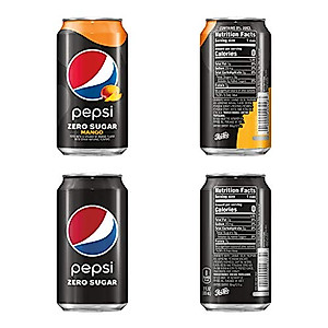 Pepsi Zero Sugar Flavors Variety Pack, Original, Mango, 12oz Cans (18 Pack)