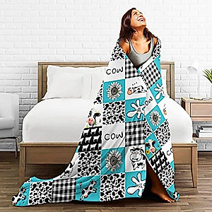 ZCBEQ Cow Print Blanket Cute Warm Fuzzy Throw Blanket Flannel Fleece Blankets Kids Adults for Bedding Sofa Travel Decor 50"x40"
