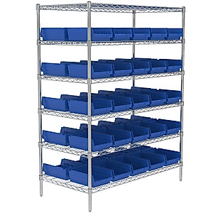 Akro-Mils 30150 Plastic Nesting Shelf Bin Box, (12-Inch x 8-Inch x 4-Inch), Blue, (12-Pack) & 30120 Plastic Nesting Shelf Bin Box, (12-Inch x 4-Inch x 4-Inch), Blue, (24-Pack)